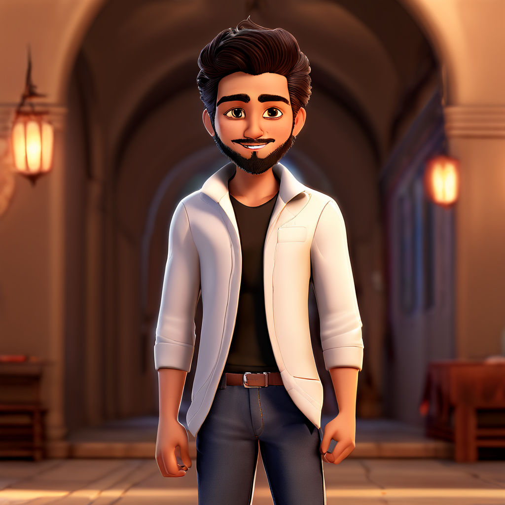 An animated character of a young Iranian man with a full bod... by ...