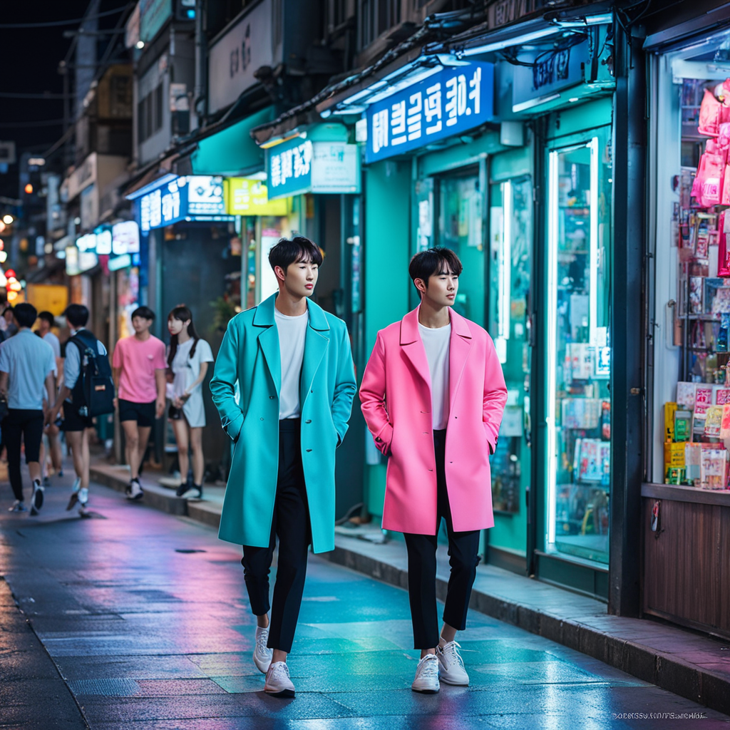 South Korea's handsome and young Kim Ki-taek walking the nig... by ...