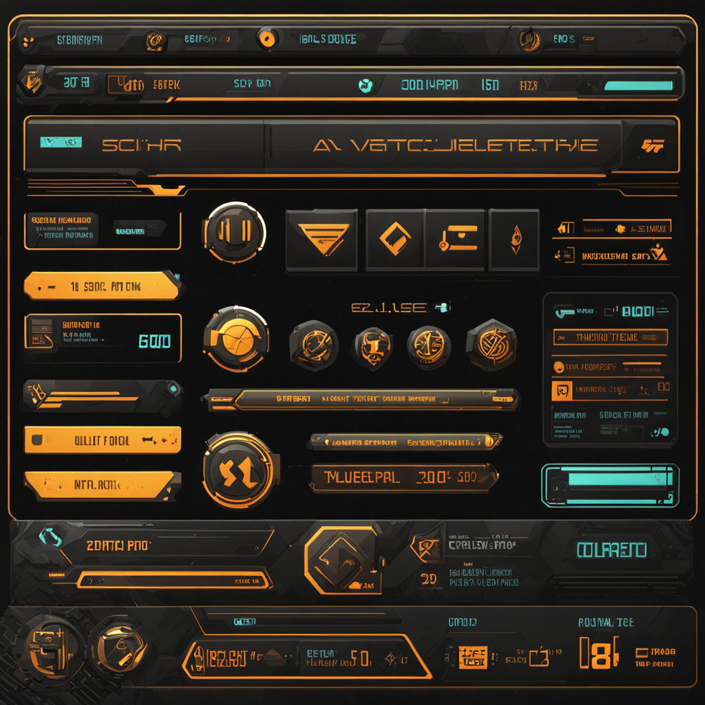 Sci-fi game UI interface texture featuring low-poly style el... by ...