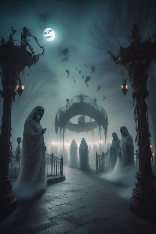 A mystical carnival among creepy attractions. ethereal swirl... by ...