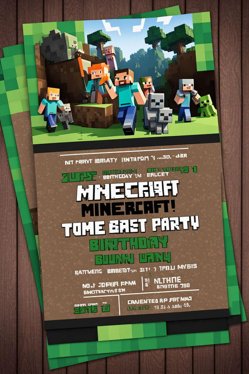 Minecraft theme birthday party invitation by Derek - Playground