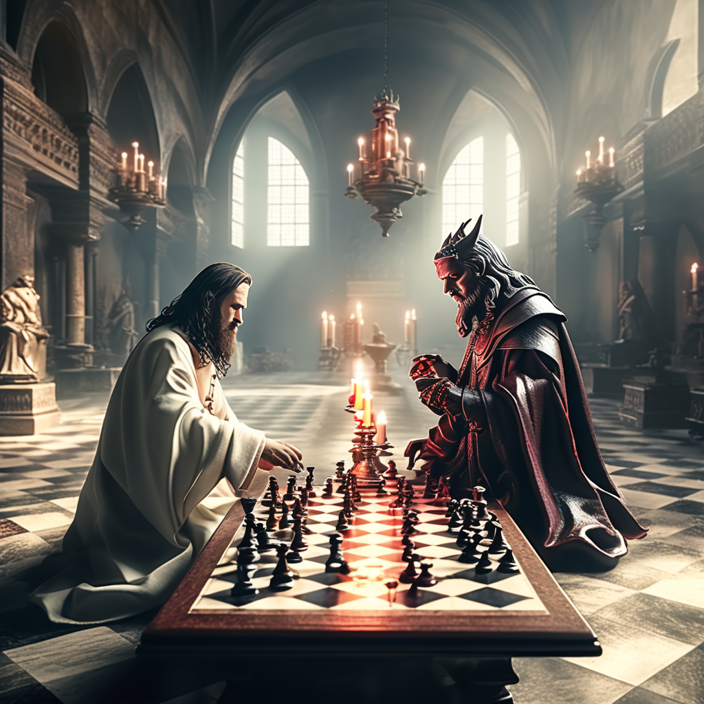 The devil and jesus christ are playing chess by Michael Fischer ...