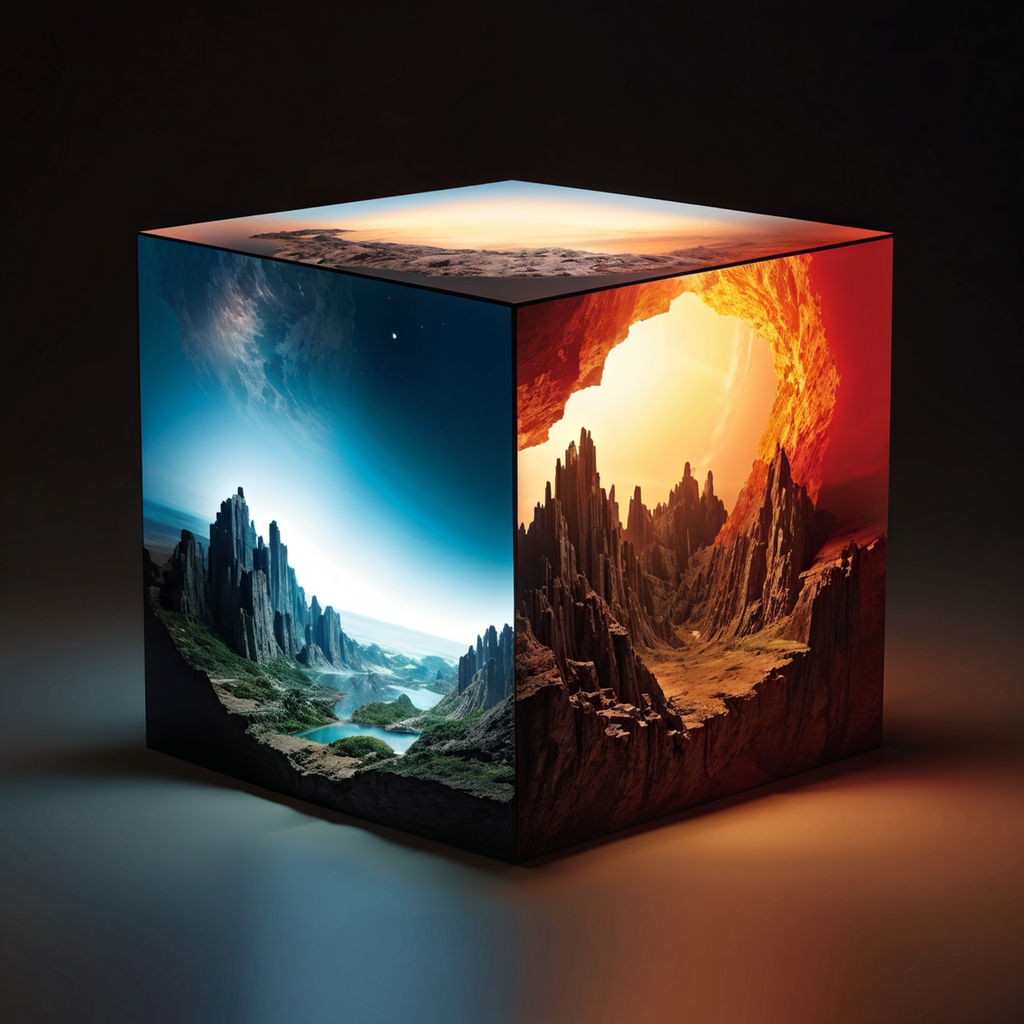Make an image of a tilted cube. But within the square are tw... by ...