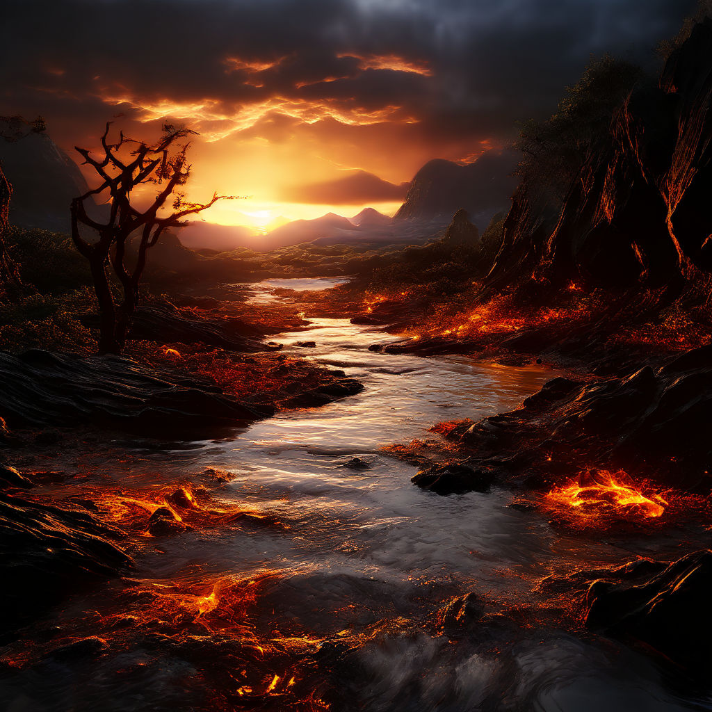 Magical landscape featuring fire by Geir Goa - Playground