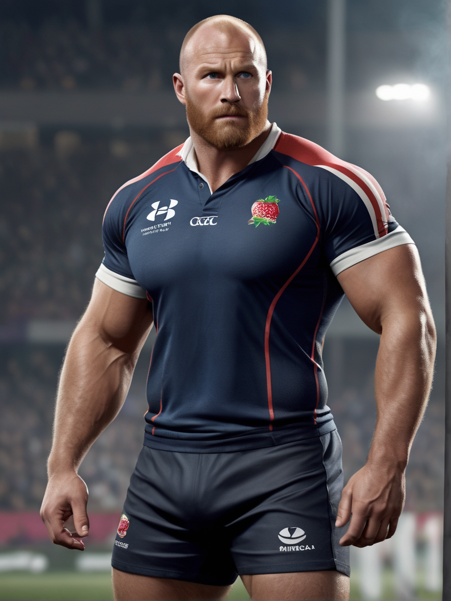 Ultra realistic portrait of a robust rugby player balding wi... by Carl ...