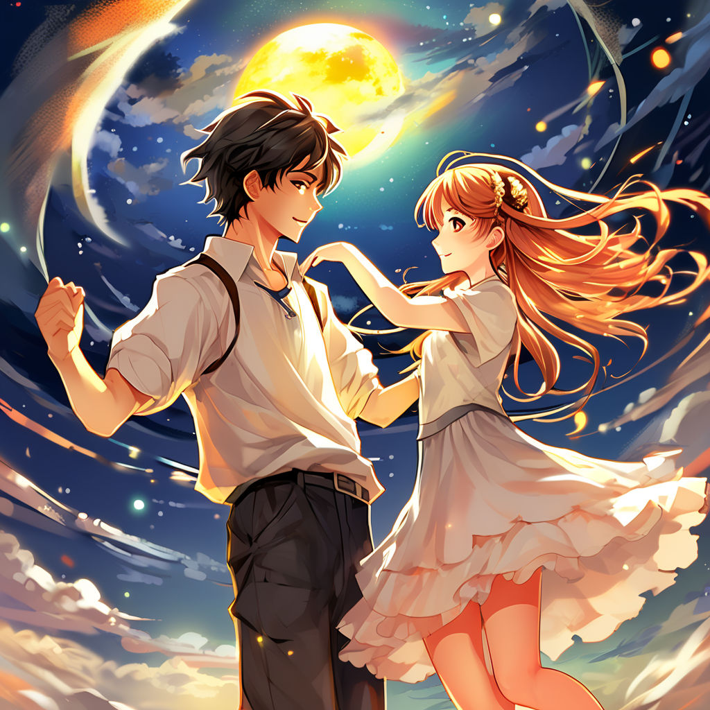 Drawing anime Girl And Boy dancing with moon and sun by Lyred Asethiel ...
