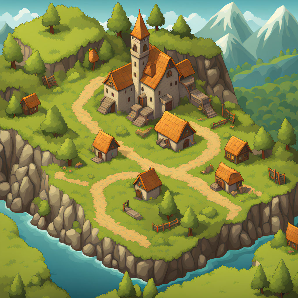 A single cartoon game design of isometric rpg game map of m... by Jean ...