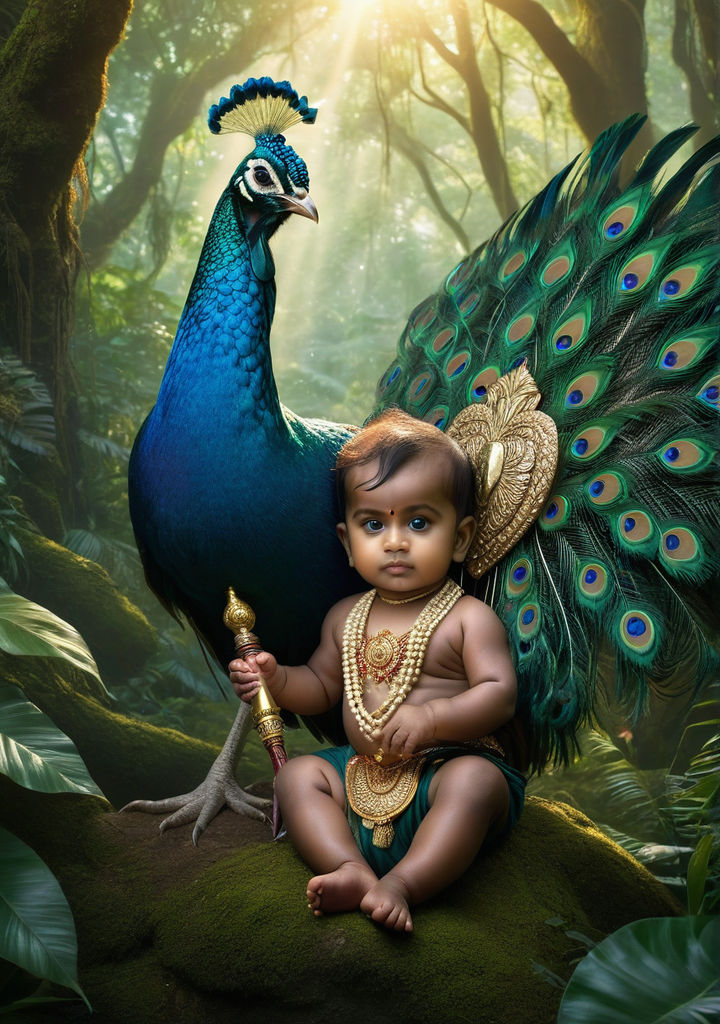 Baby Lord Murugan holding his inverted heart-shaped weapon by Vignesh T ...