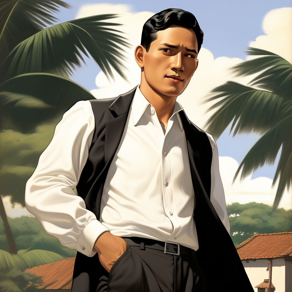 Jose rizal wearing white polo and black coat clothes by Patricia Sumido ...