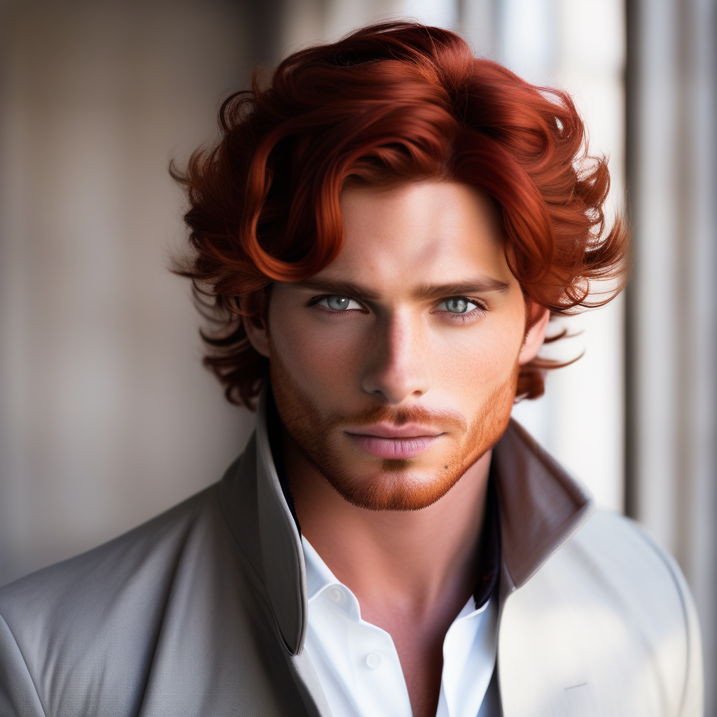 A handsome red skinned man with dark red hair and red eyes. by Kewan ...