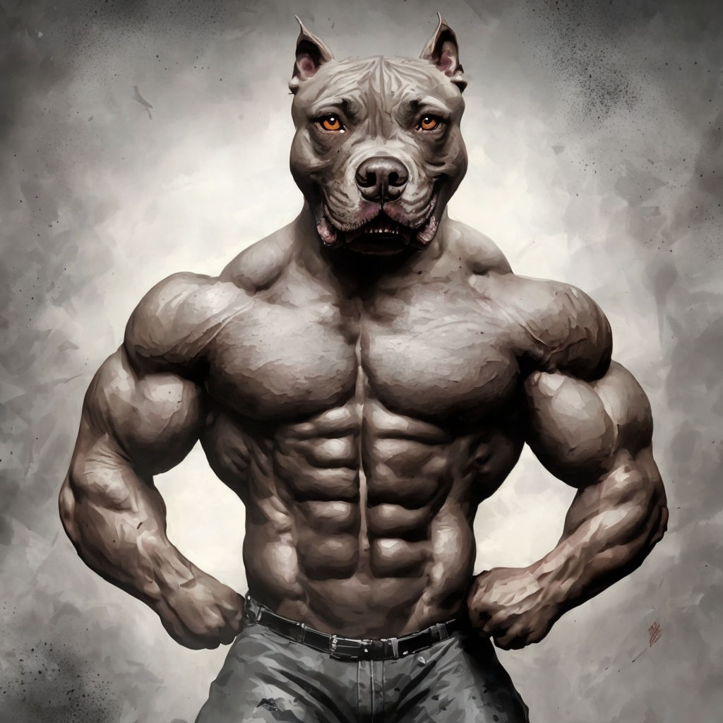Bodybuilder very angry American bully dog with angry face by Creative ...