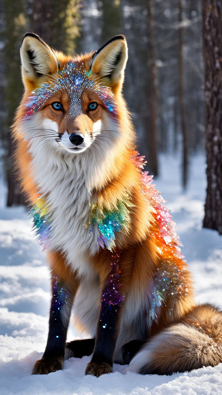 A delicate fox with a body covered in glimmering crystal fur... by Andy Ram - Playground