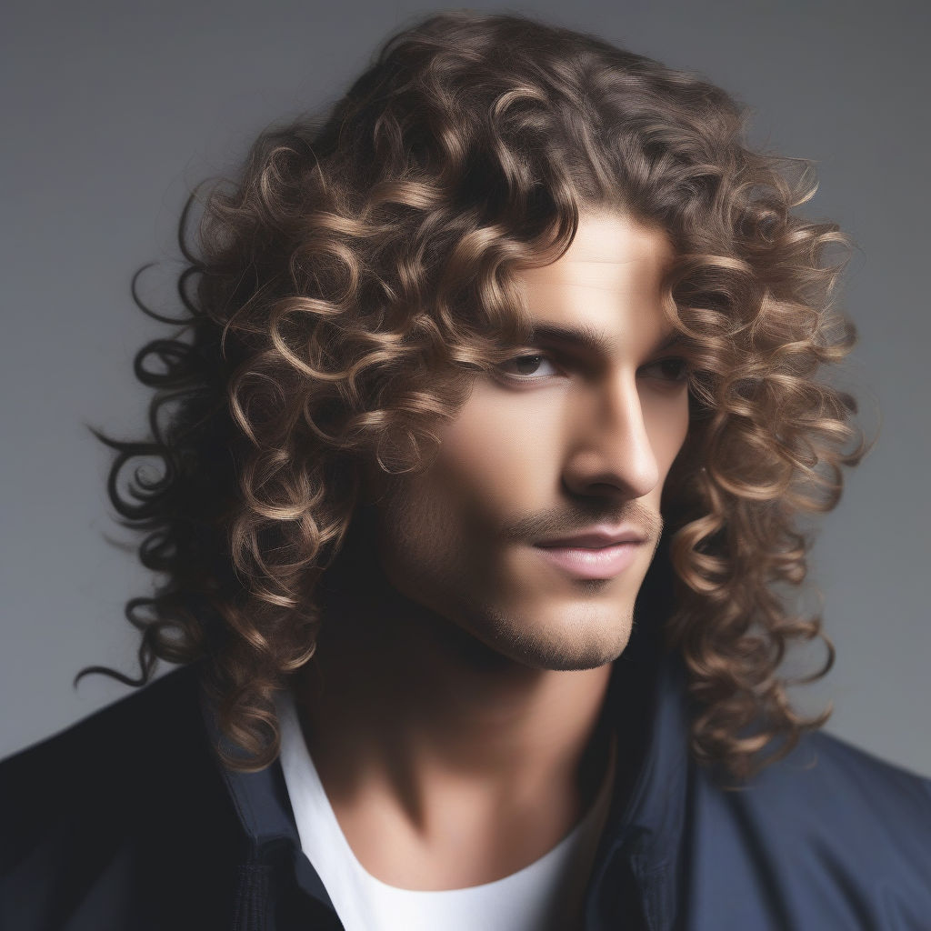 Long curly mens hairstyle by Fitness Lite - Playground