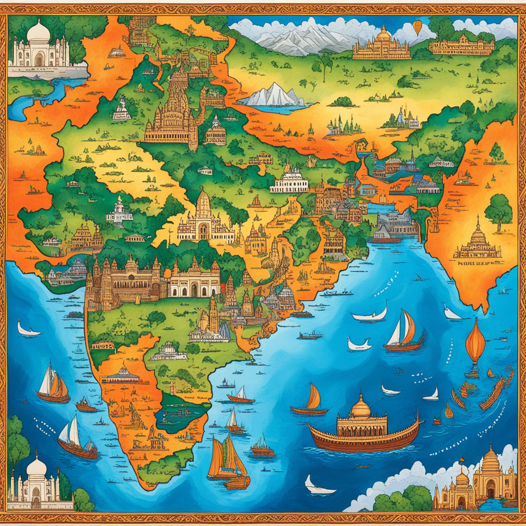 Map of India visually unifying various cultures by it's kushal YT ...