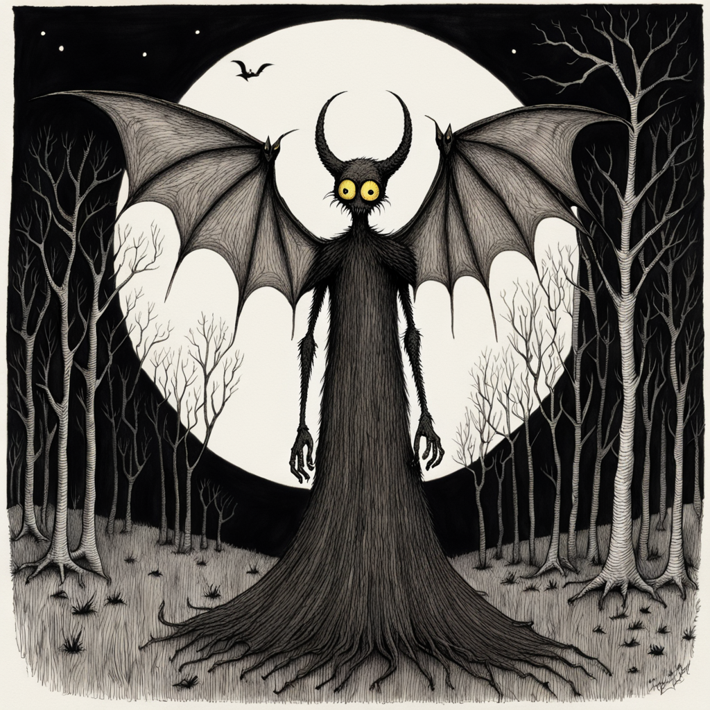 A pen and ink drawing by Tim Burton and Edward Gorey: Out of... by ...