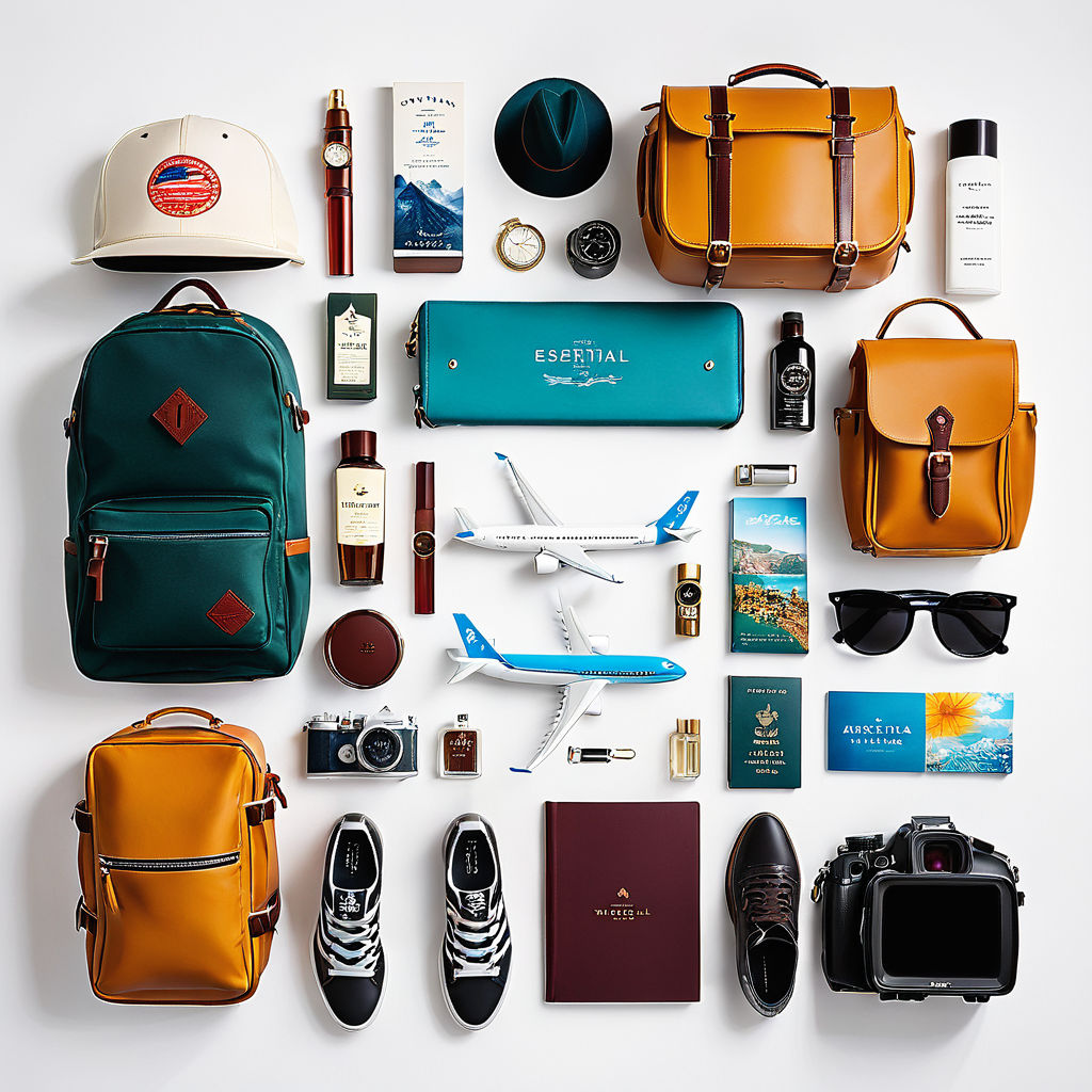 Travel essentials white backround by Kerstin Dittrich - Playground