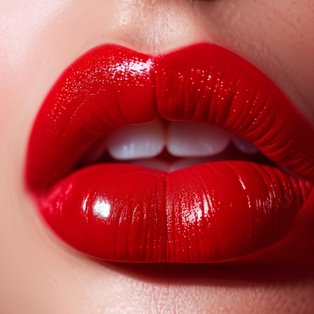 Macro photograph of a woman's lips cloaked in a matte crimso... by Neil ...