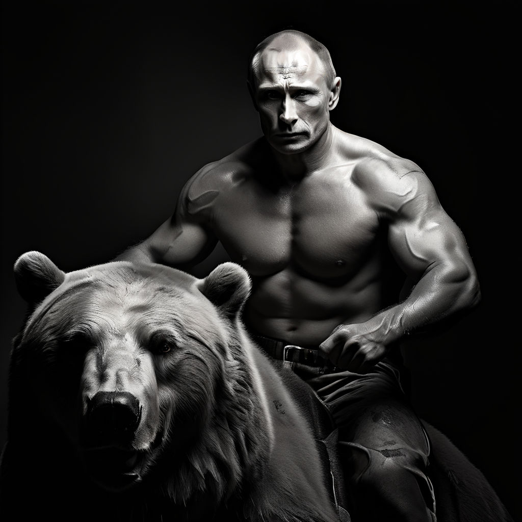 Shirtless President Putin riding a bear by Matías Villavicencio ...