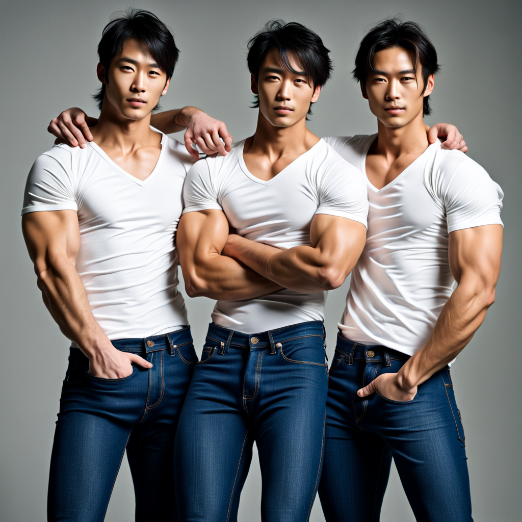 Muscular young men cuddling by Brian Ramirez Kyle - Playground