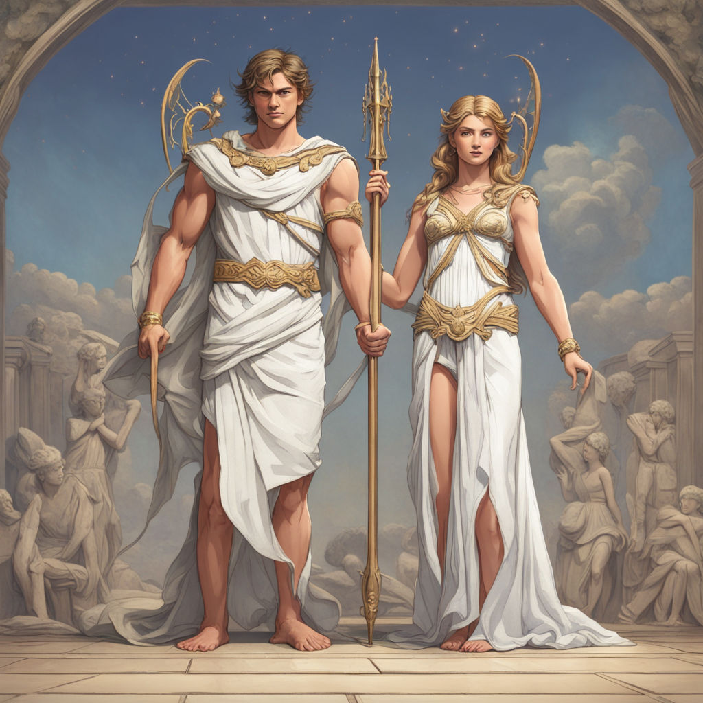 The twin brother and sister Greek gods Apollo and Artemis st... by Saxonne Antetokounmpo ...