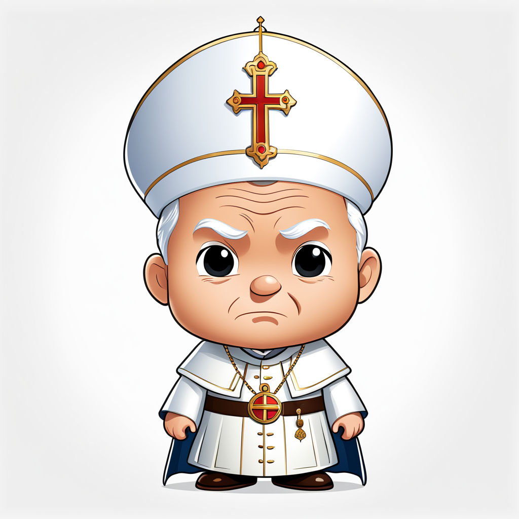 Create an illustration of Saint Pope John Paul II in 2D chib... by ...