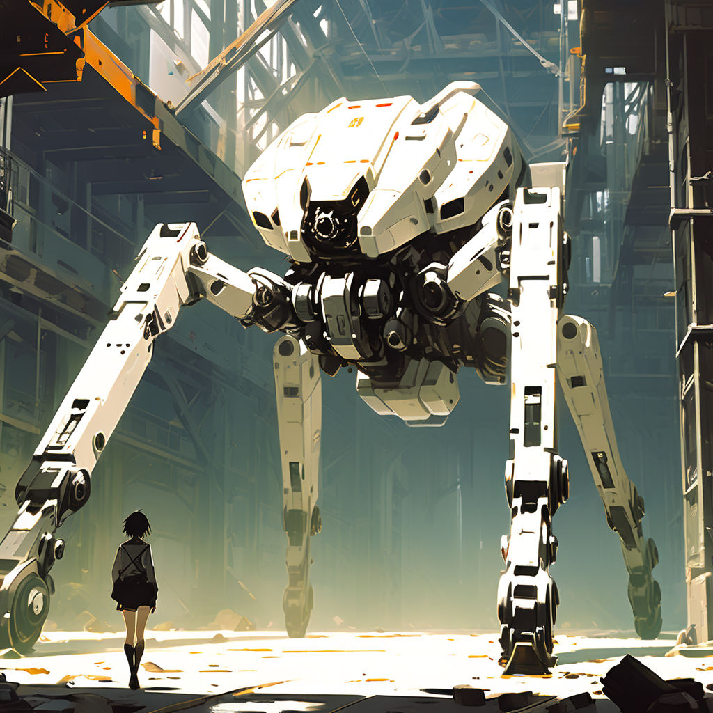 Ghost in the shell style mecha in the shape of spider in rui... by ...