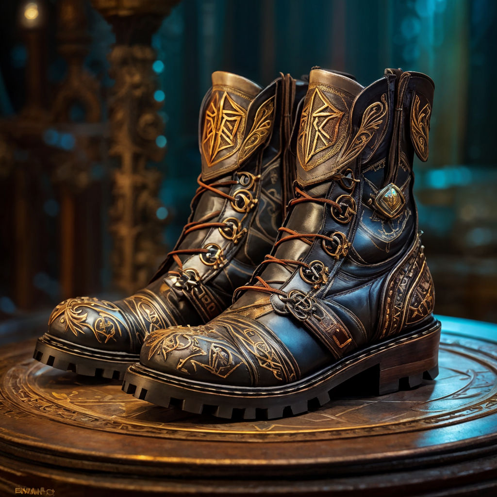 Illustration of high fantasy MMORPG boots by davi clara - Playground