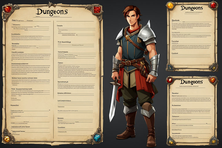 Create a character sheet for a role-playing game called Dung... by Kemi ...