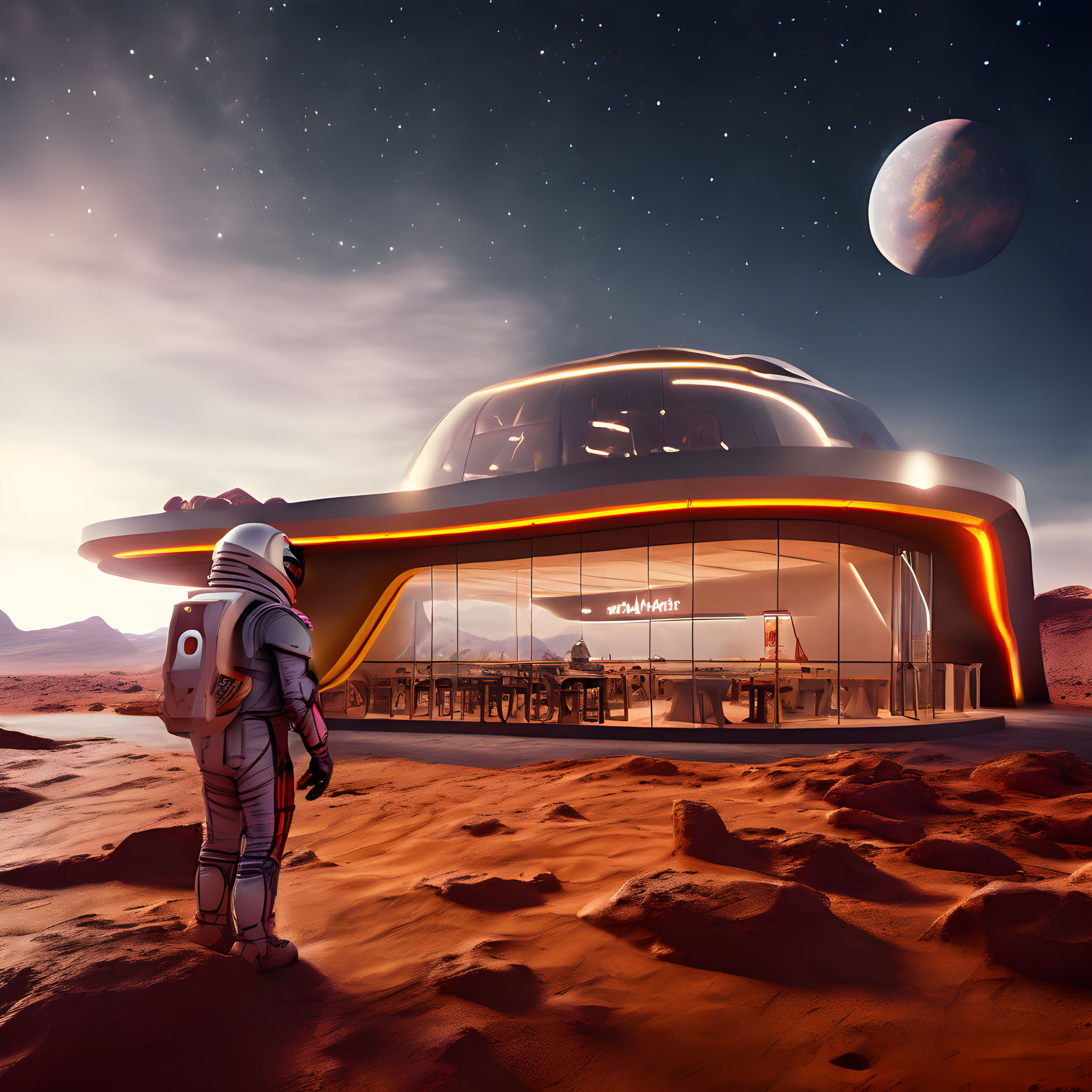 Futuristic McDonald's restaurant on Mars by Agustín Hurtado - Playground