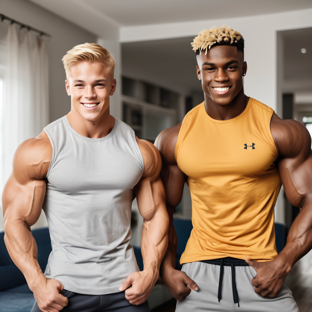 Porfile view of two young bodybuilders boyish faces looking ... by Dani ...