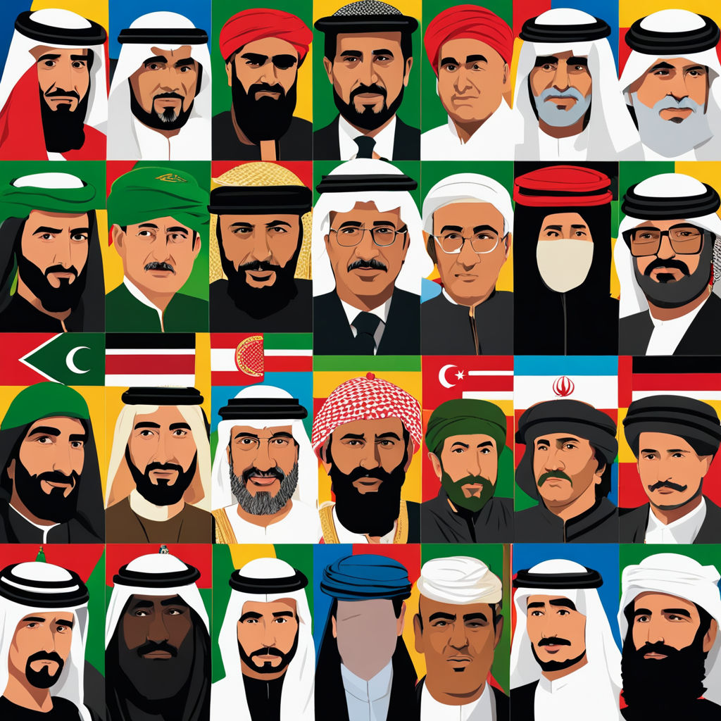 The image depicts Arab leaders standing united and in solida... by ...