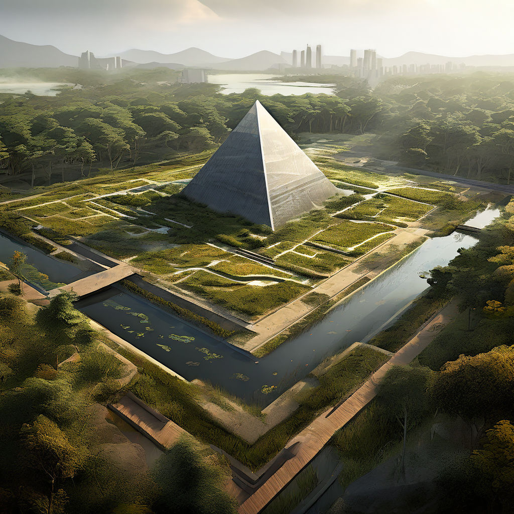 Draw a wetland ecological park surrounded by pyramid shaped ... by 이수현 ...