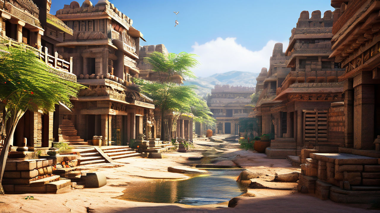 Artistic rendering of ancient streets in Mohenjo-daro by Souvik Paul ...