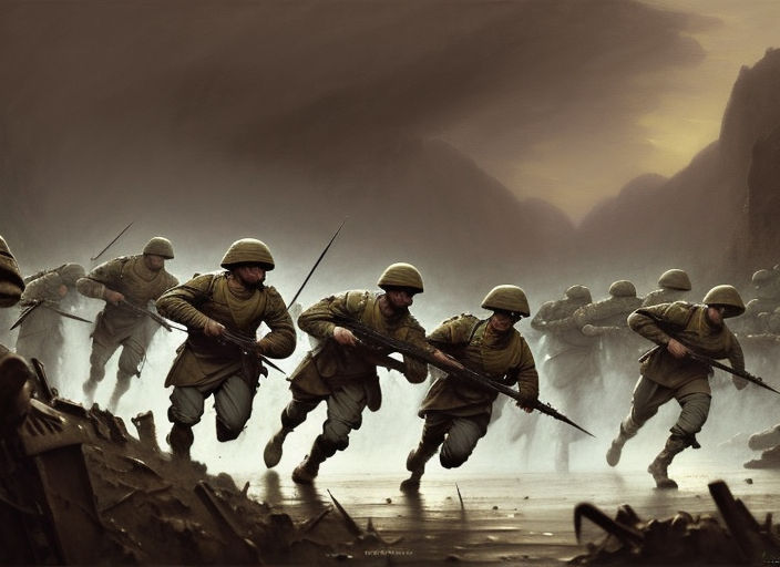 Soldiers Charging by Greg Rutkowski by Mike S - Playground