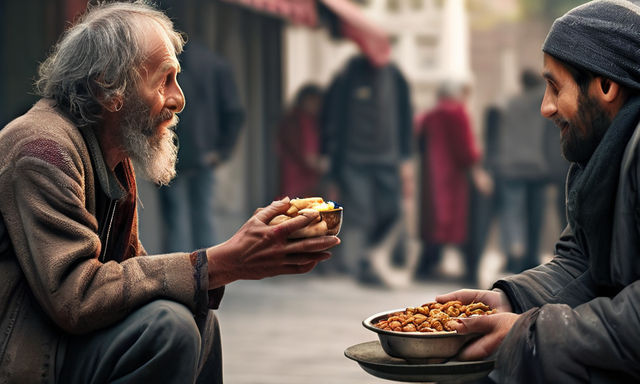 One beggar asking food to a millionaire by Lasa Hembram - Playground