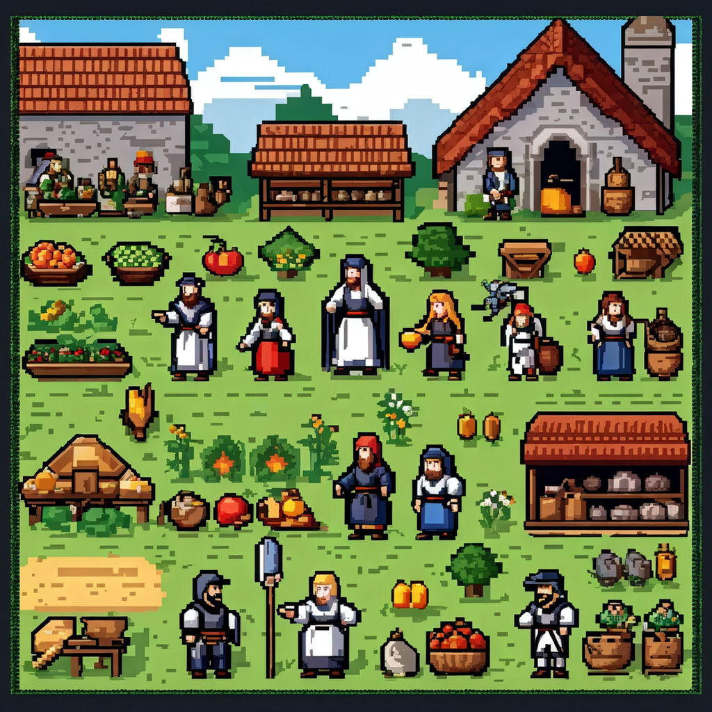 Pixel art sprite sheet featuring medieval villagers by Iisak Virma ...