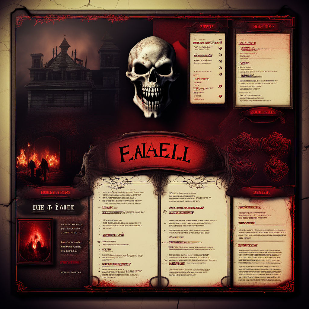 Make a video game menu for a horror video game set in hell by Nicholas ...
