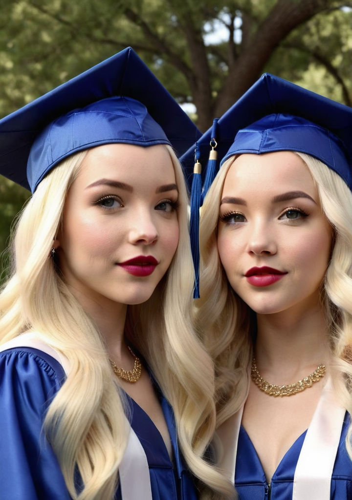 Blonde dove cameron twins wearing a high school graduation g... by ...