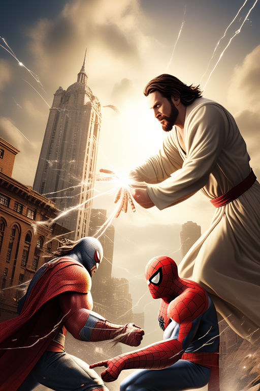 Jesus Christ and Spider-Man fighting against the bad guys by Johnny ...
