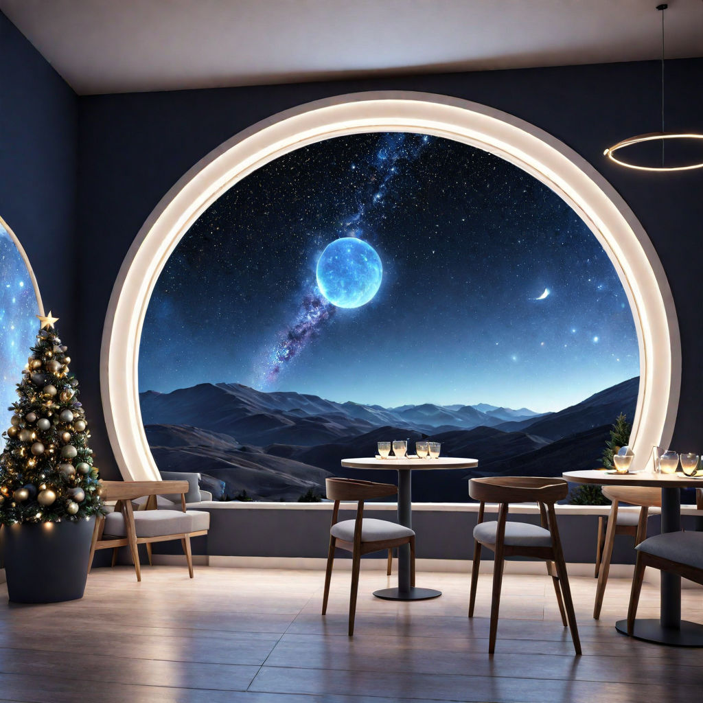 A minimalist contemporary cafe with a large round zen window... by ...