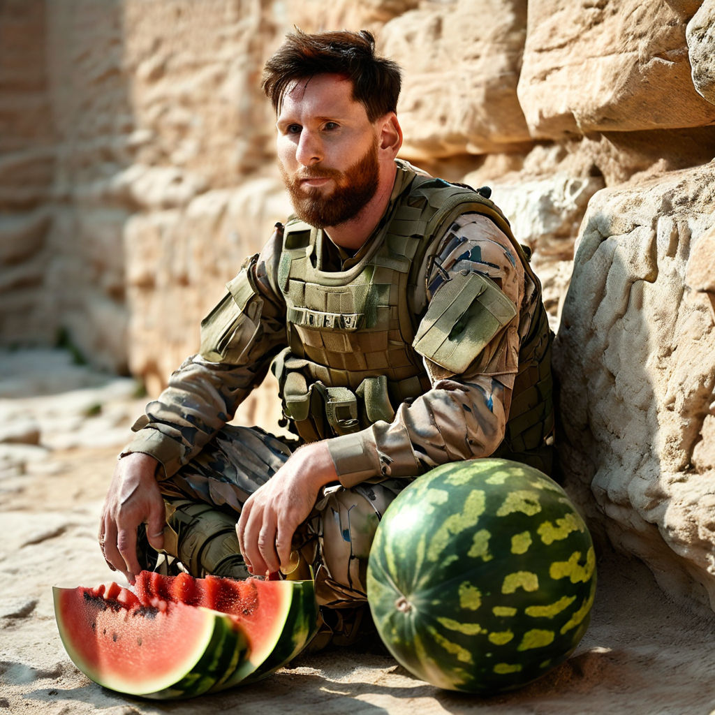 Messi in western wall wearing soldier uniform and a Lion by... by Diana ...
