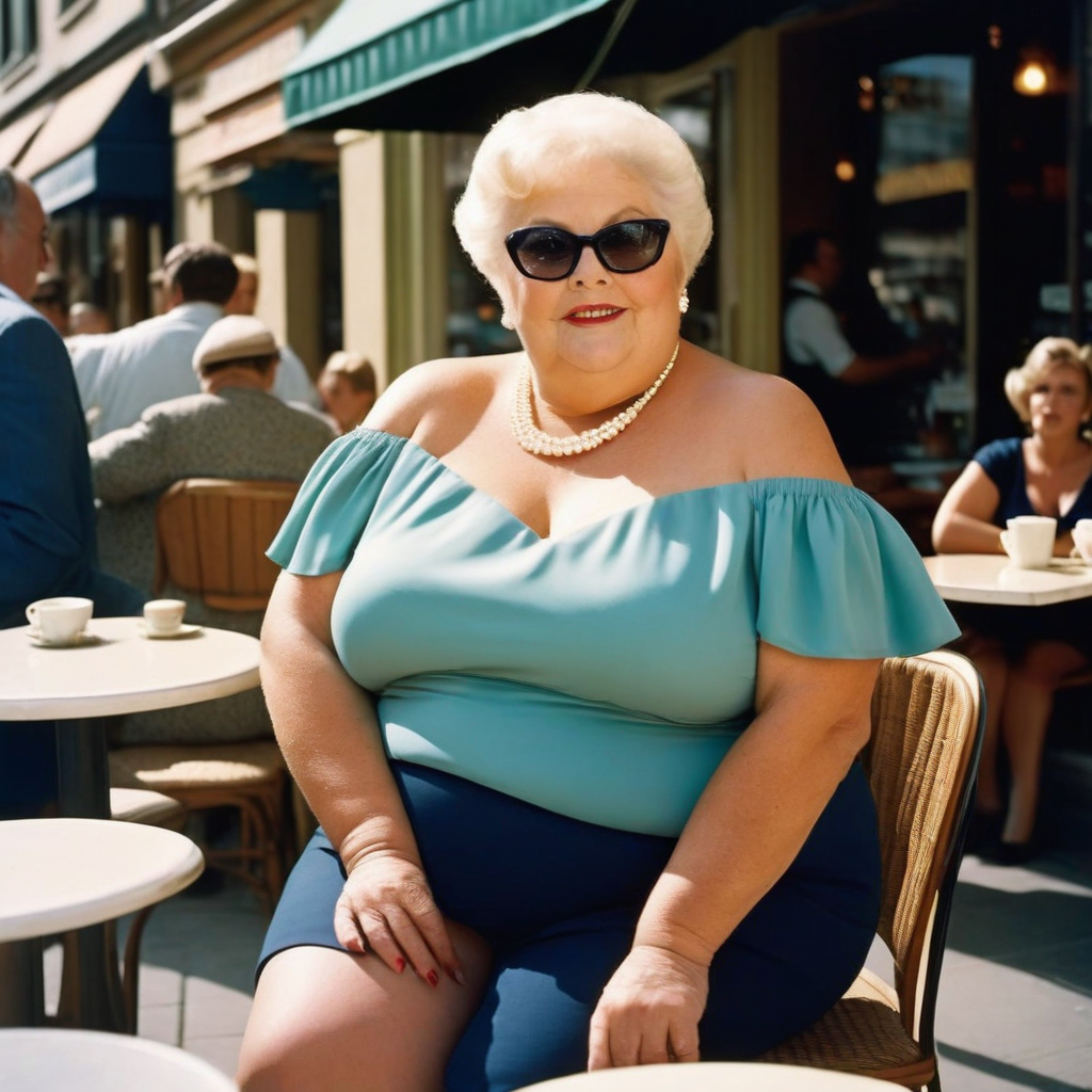 Create A 1960s Photo Of An Fat Overweight 70 Year Old Female By