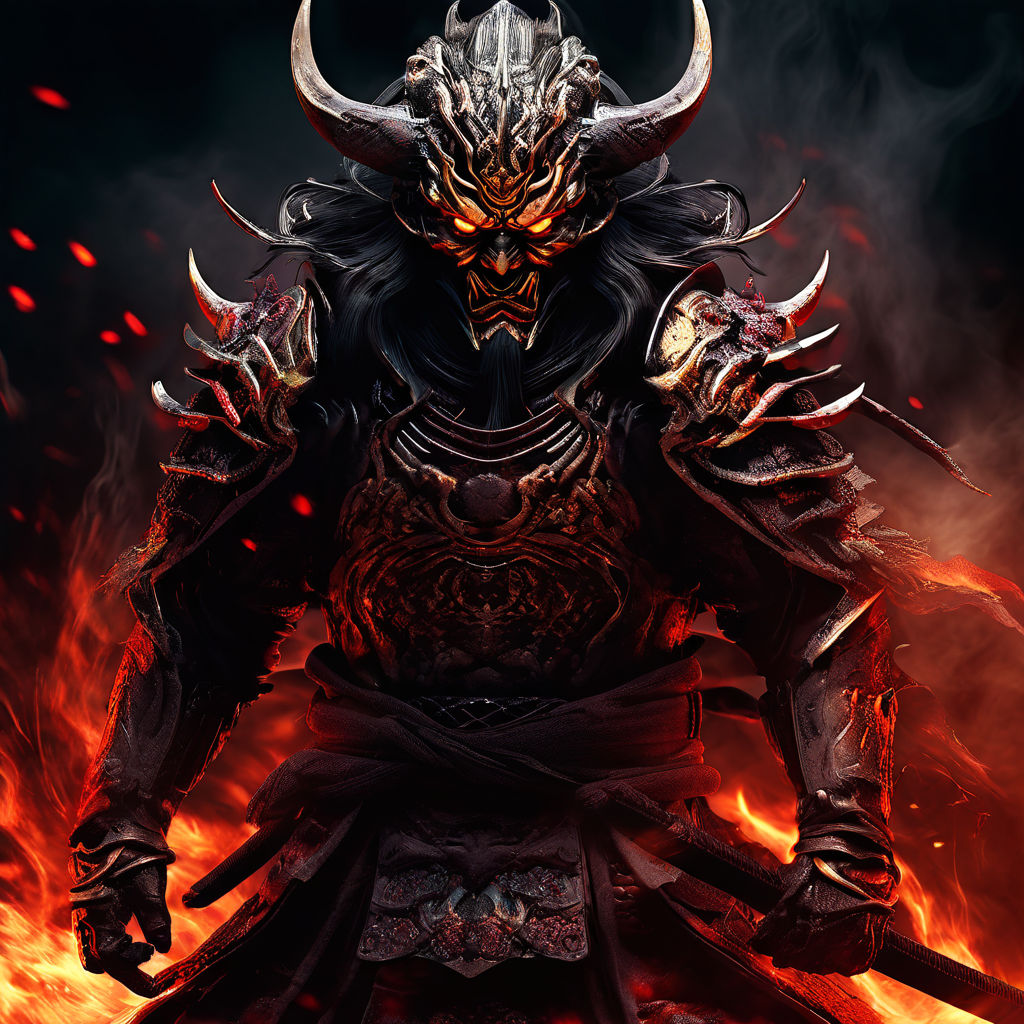 Samurai or shogun wearing demon mask illustration by imran syafiq ...