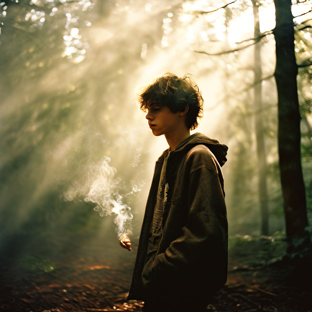 Teenage boy cloaked in a gentle haze of smoke by Pritam Pyare - Playground