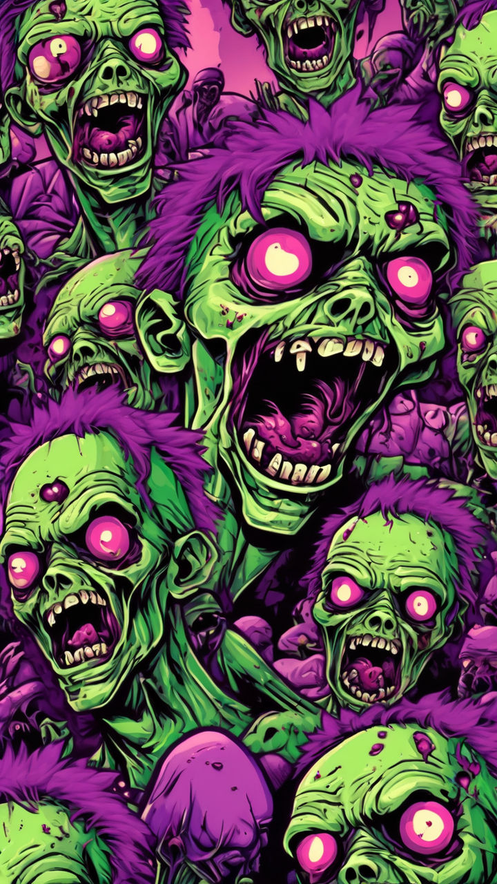 Zombie plant green and purple comic 90s horror style by Chris Wheeler ...