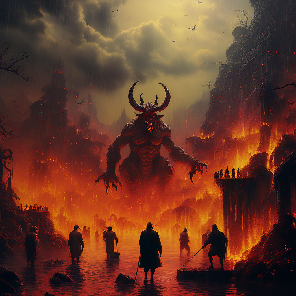 The Devil with his Demons in hell. Raining sulfur. by Jin-Roh - Playground