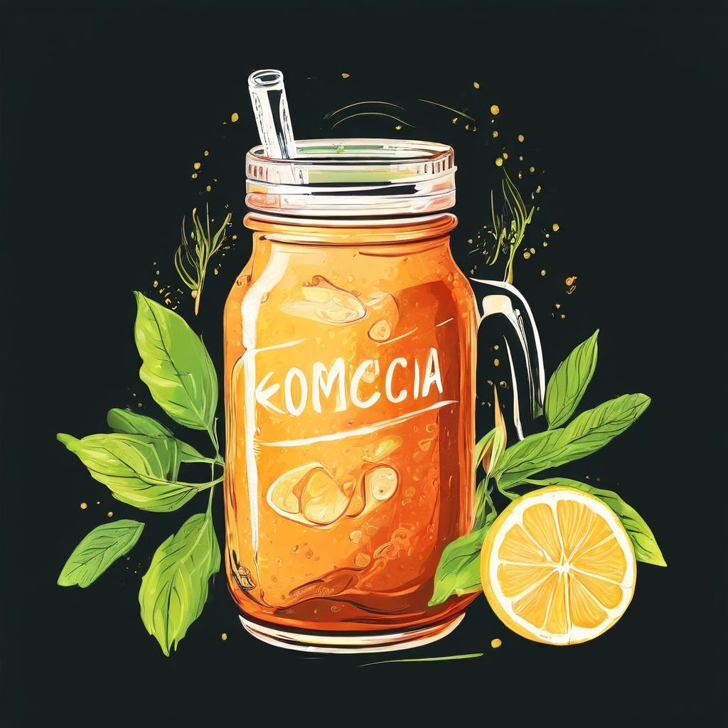 . Kombucha - Vector Illustration in chalk Isolated on White by photo ...