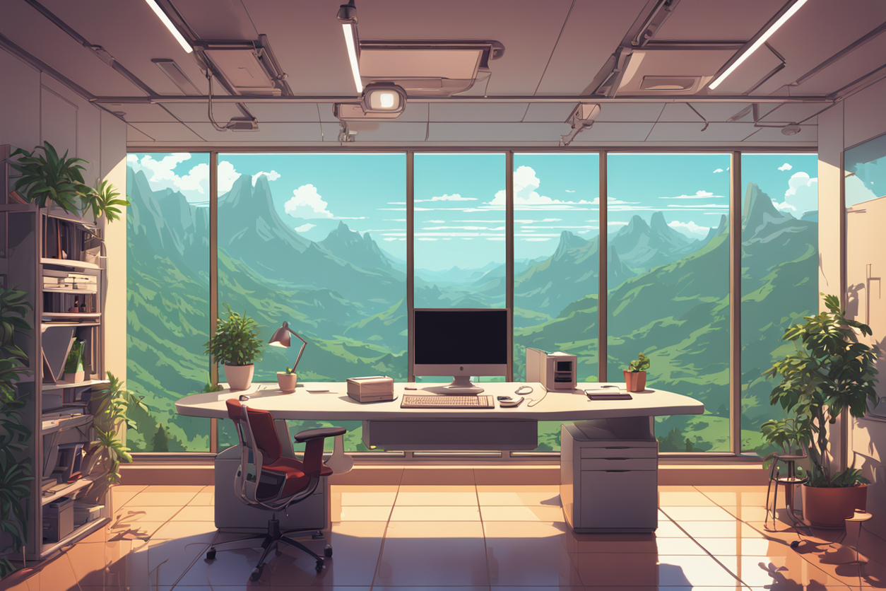 Retro-futuristic home office by Geodude - Playground