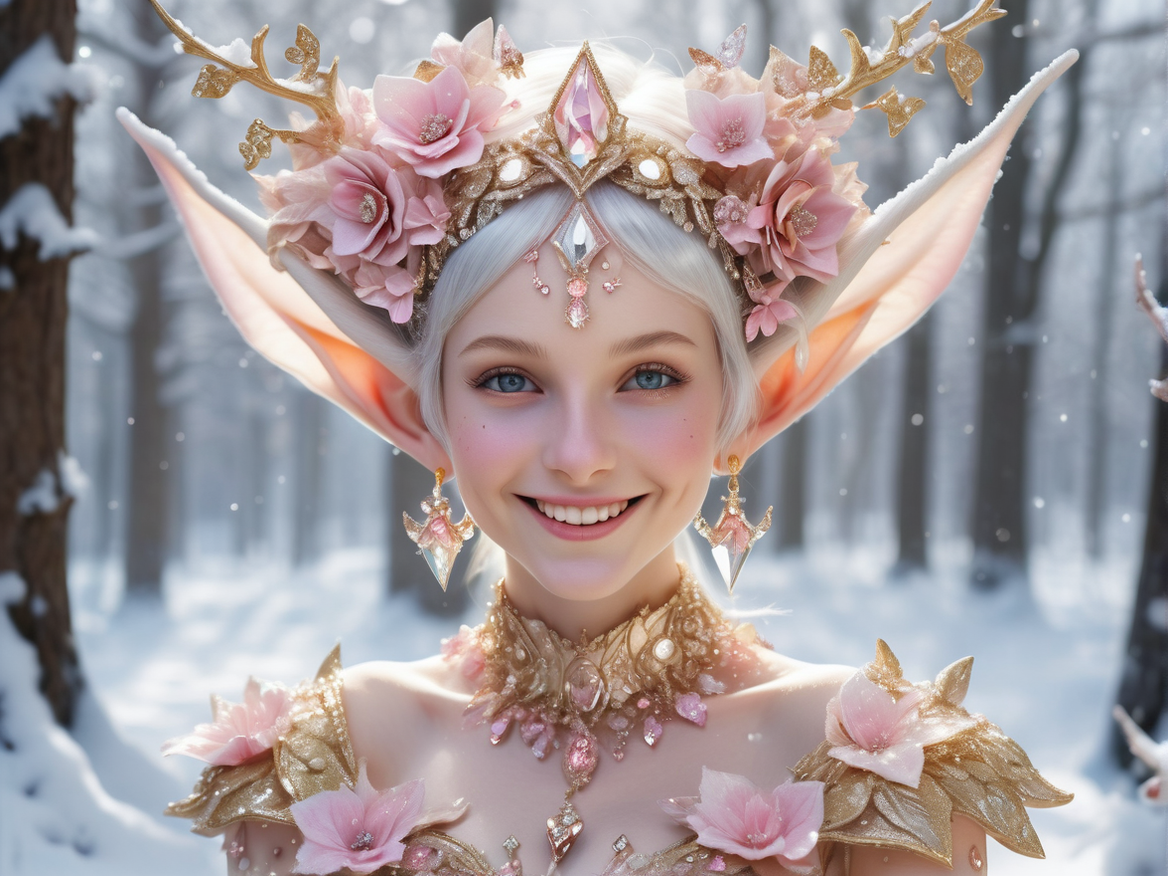 Smiling elf lady with pointed ears by Deborah Bailey - Playground