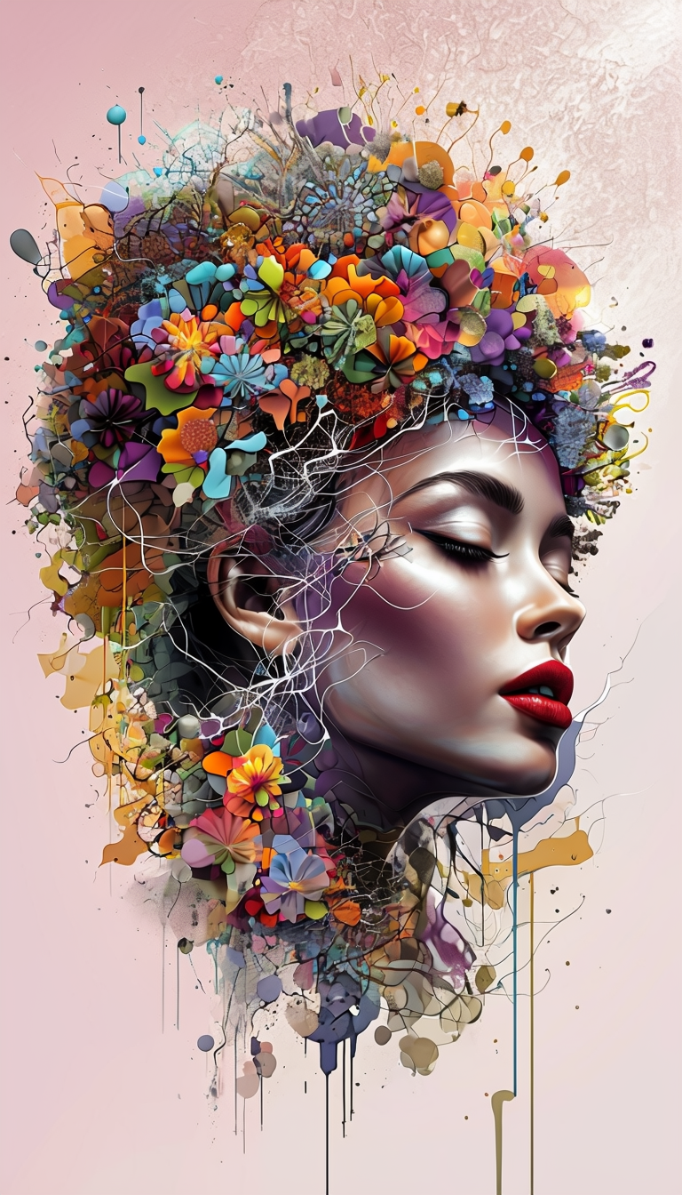 An abstract and vibrant digital artwork depicts a highly det... by ...